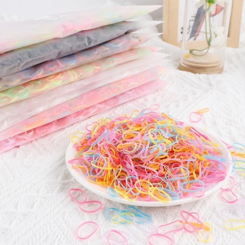 1000PCS Rubber Band With Pouch Hair Pony Hair Accessories Tie Color ...