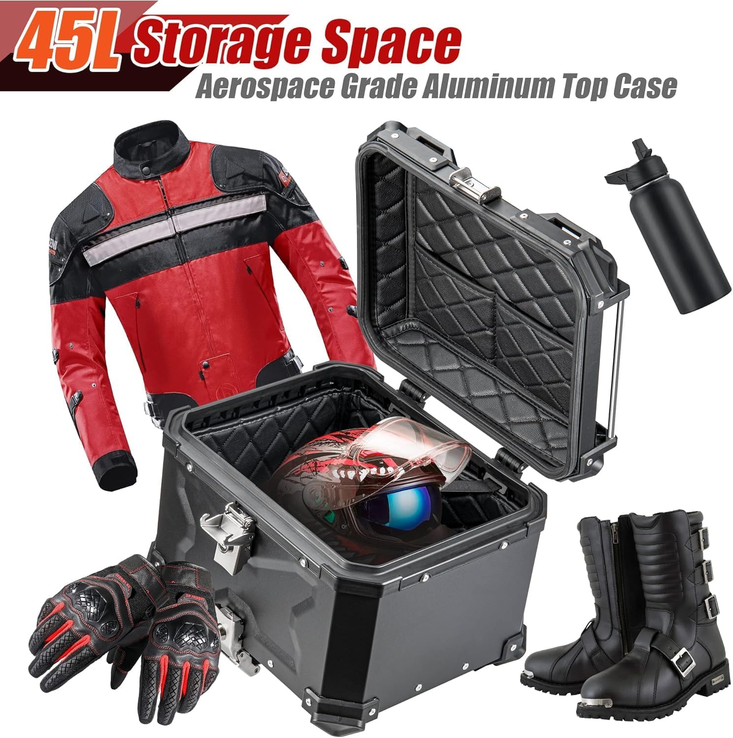 45/55/65 Liters Motorcycle Compartment Top Box Motorcycle Alloy Top Box ...