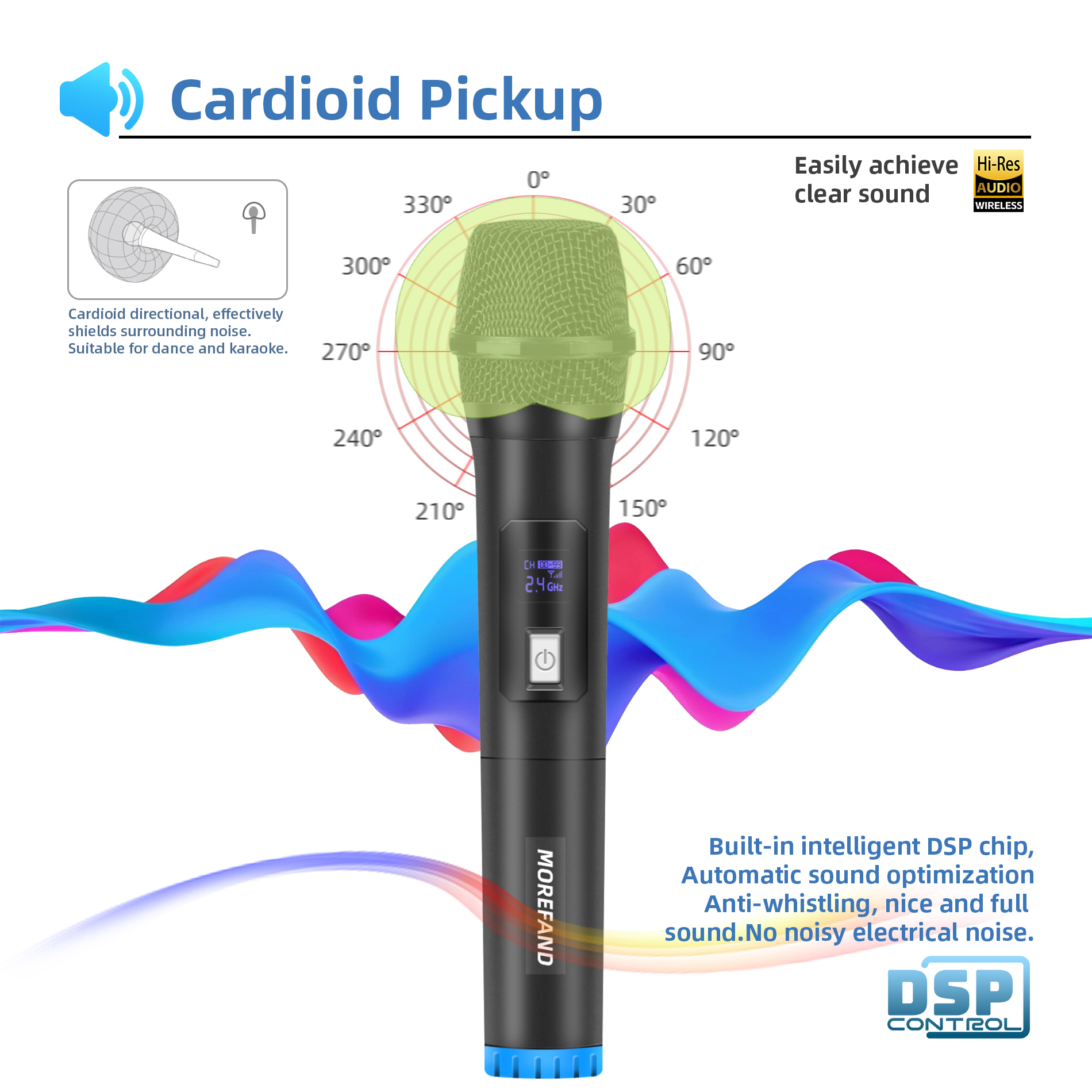 Wireless Microphone UHF Handheld Rechargeable Dynamic Microphone For ...