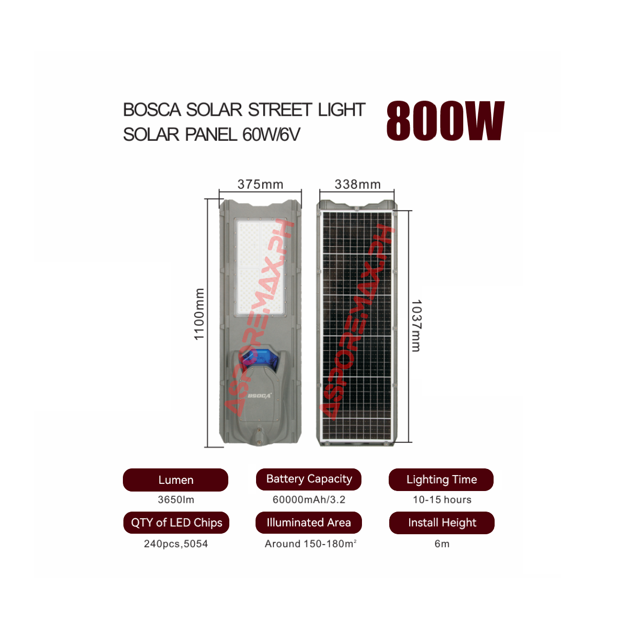 BOSCA Solar LED Street Light 500W & 800W BHZ-151 IP65 Outdoor Light ...