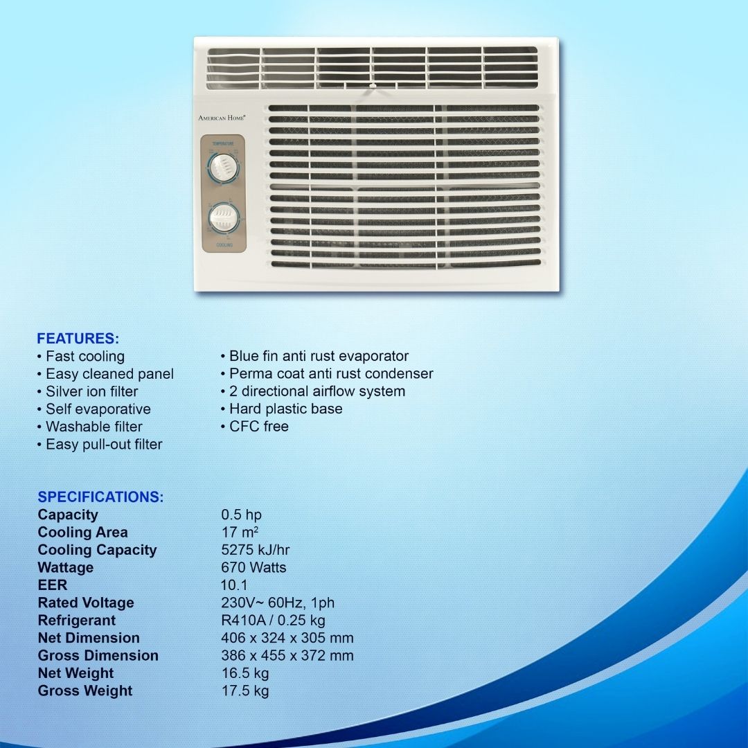 American Home Window Type Air-conditioner Ahac-55mnt 0.5 HP | Shopee ...