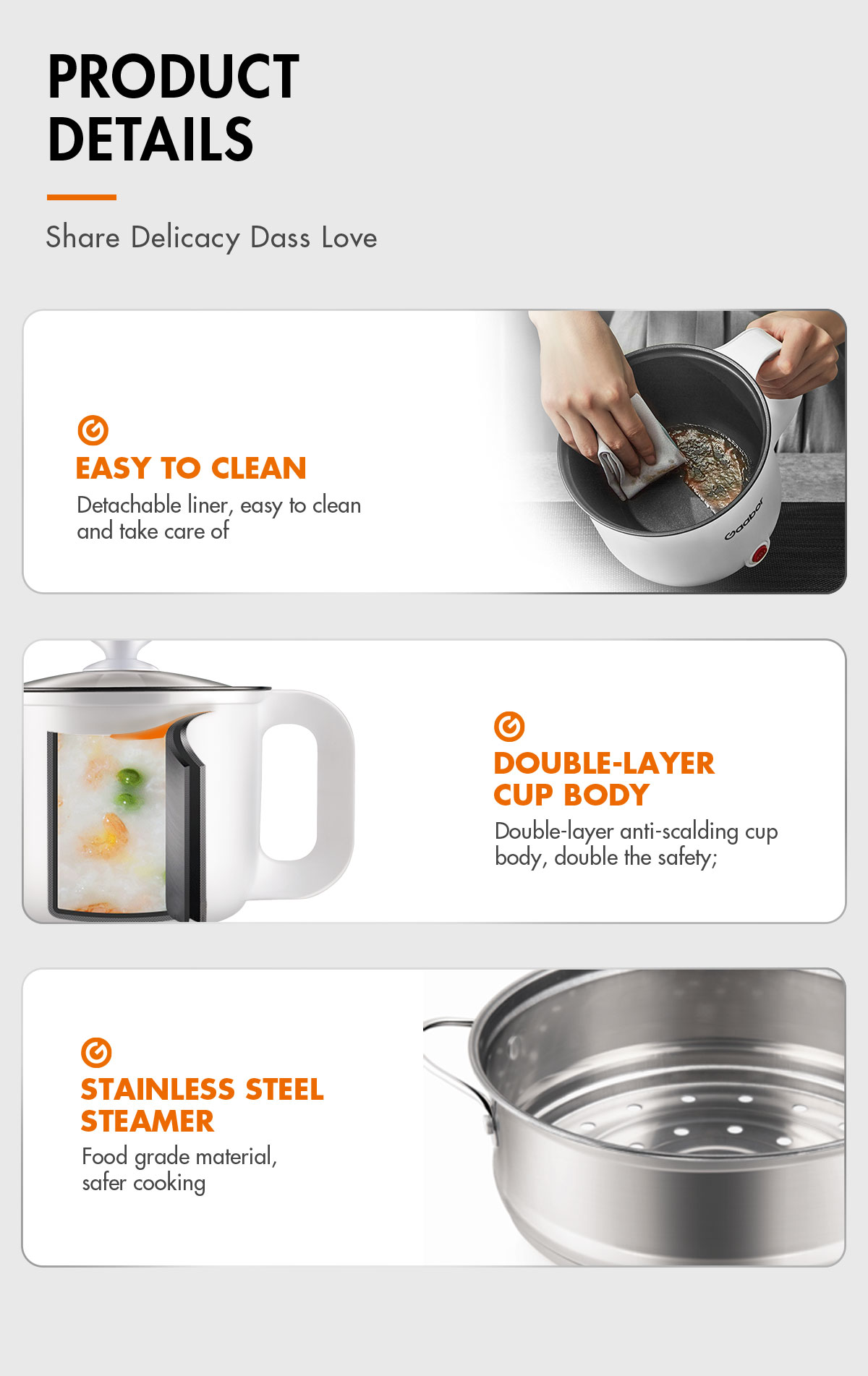 Gaabor 1.8L Mini Rice Cooker with Steamer | Multi-Function Cooker | Non ...