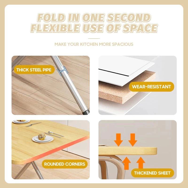 Portable Folding Table Multifunctional Kitchen Folding Desk Dining ...