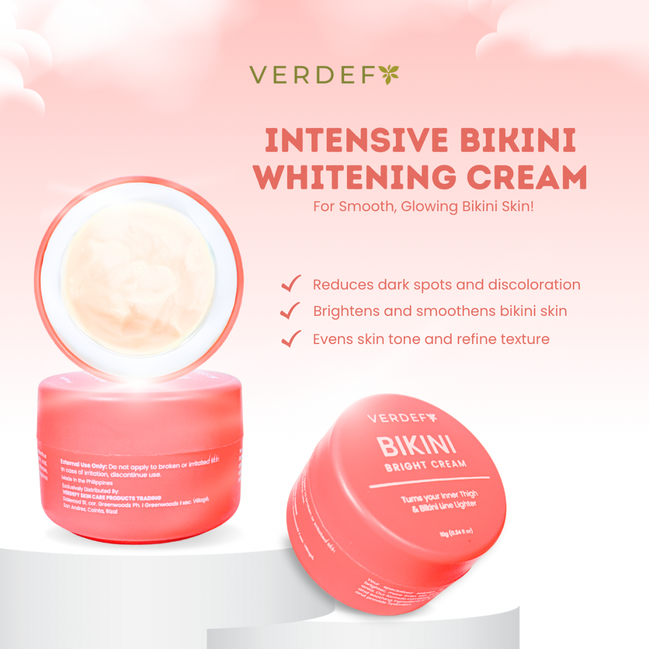 VERDEFY Bikini Bright Cream Inguinal Singit Butt Whitening Cream - Butt ...