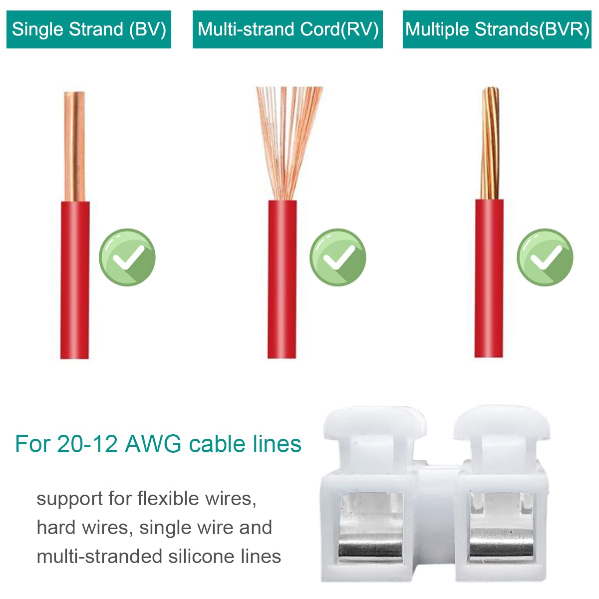 50/100pcs Self-Locking Cable Connectors 2 Pin Quick Splice Wire And ...