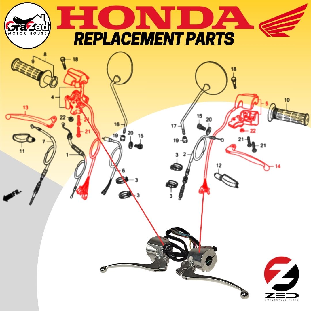 Honda TMX 155 Handle Switch with Brake and Clutch Lever sold as pair ...