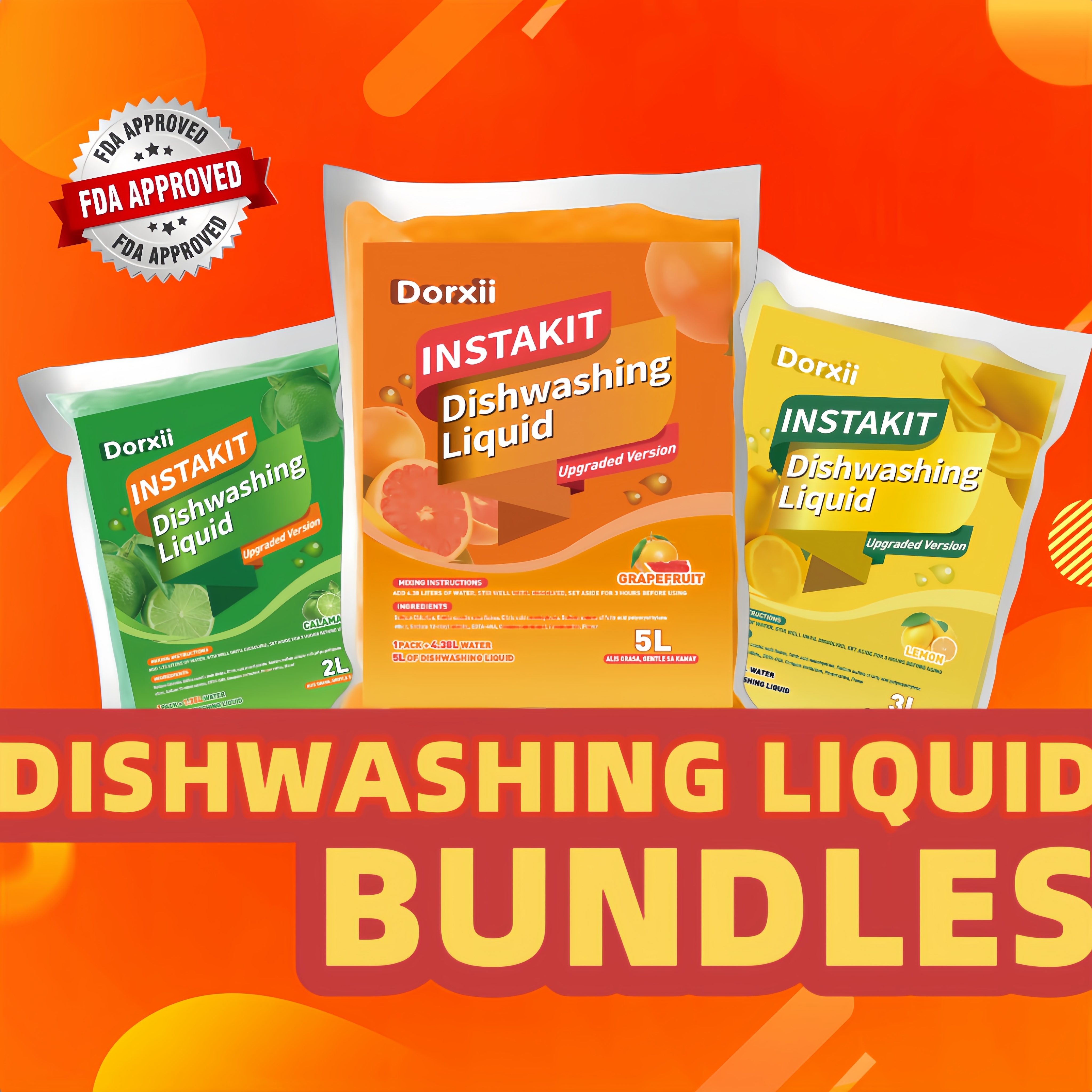 New easy-mix dishwashing liquid set, just add water 3L 5L 15L 3 scents ...