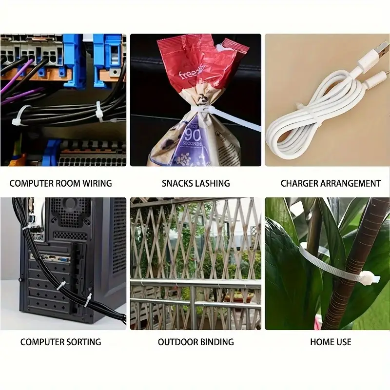 100PCS Duty Black Nylon Cable Ties Self-Locking Plastic for Secure ...