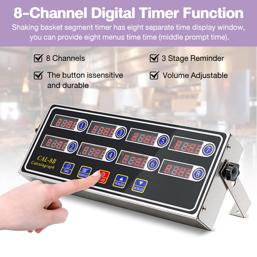 3 Stage Reminder 8 Channel Digital Timer Kitchen Cooking CAL-8B LCD ...