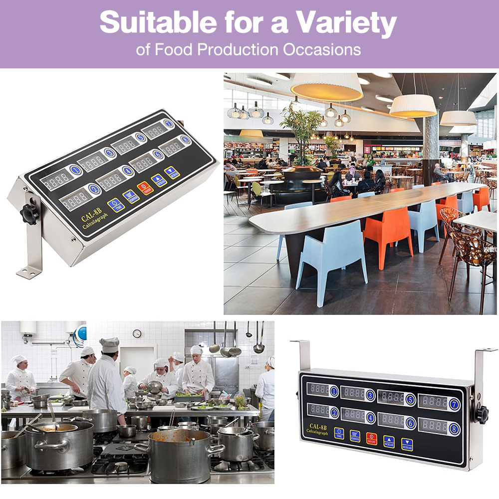 3 Stage Reminder 8 Channel Digital Timer Kitchen Cooking CAL-8B LCD ...