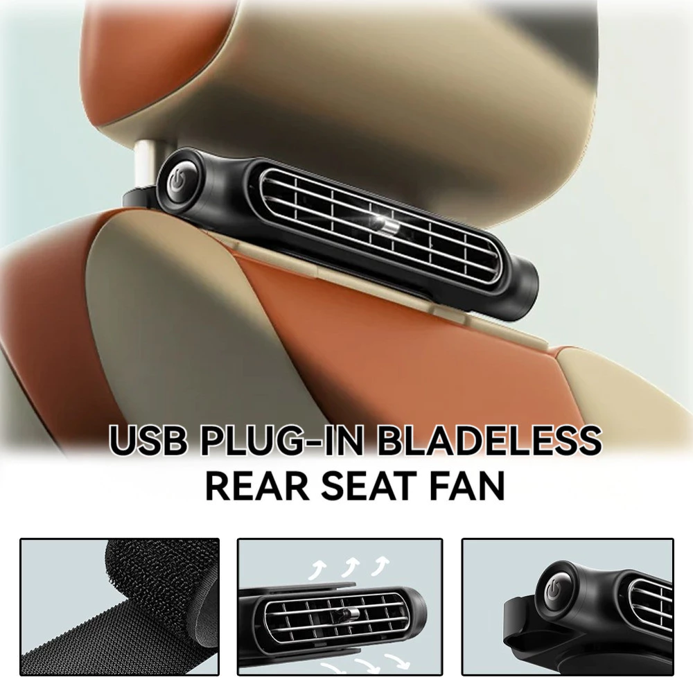 2PCS Car Seat Headrest Fan Cooling Air Fan 3 Speeds Adjustable Air ...