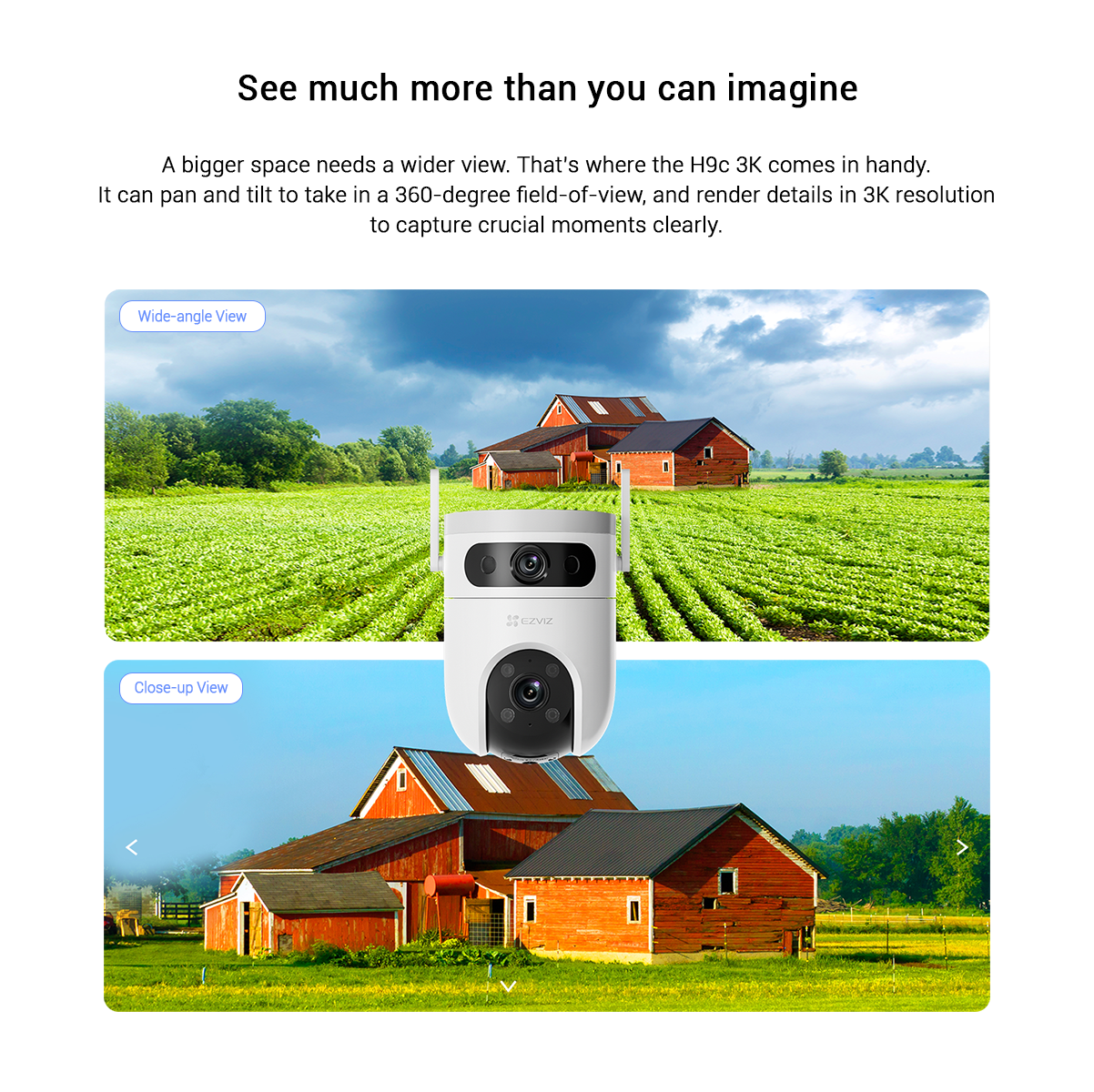 EZVIZ H9c Dual 3K/5mp/ Dual-Lens Pan & Tilt Wi-Fi Camera, Auto Tracking ...