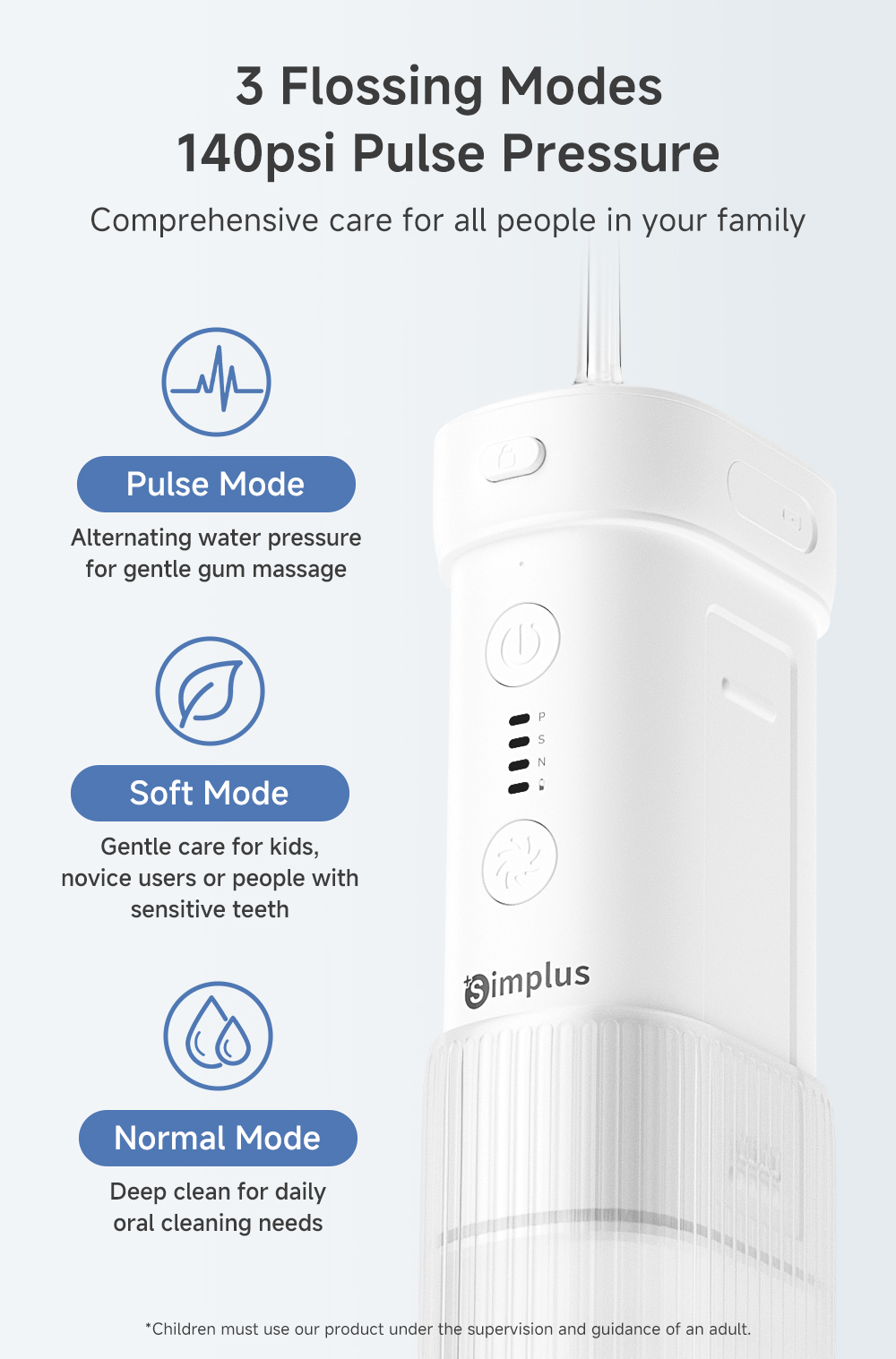 Simplus Water Dental Flosser Cordless Oral Irrigator 200ML Rechargeable ...