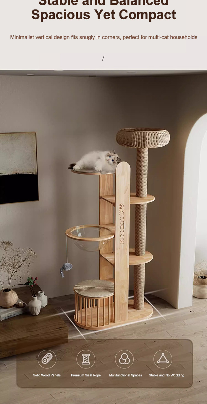 F&G Cat Tree 1.9m Wooden Cat Climbing Frame Large Luxury Cat Scratching ...