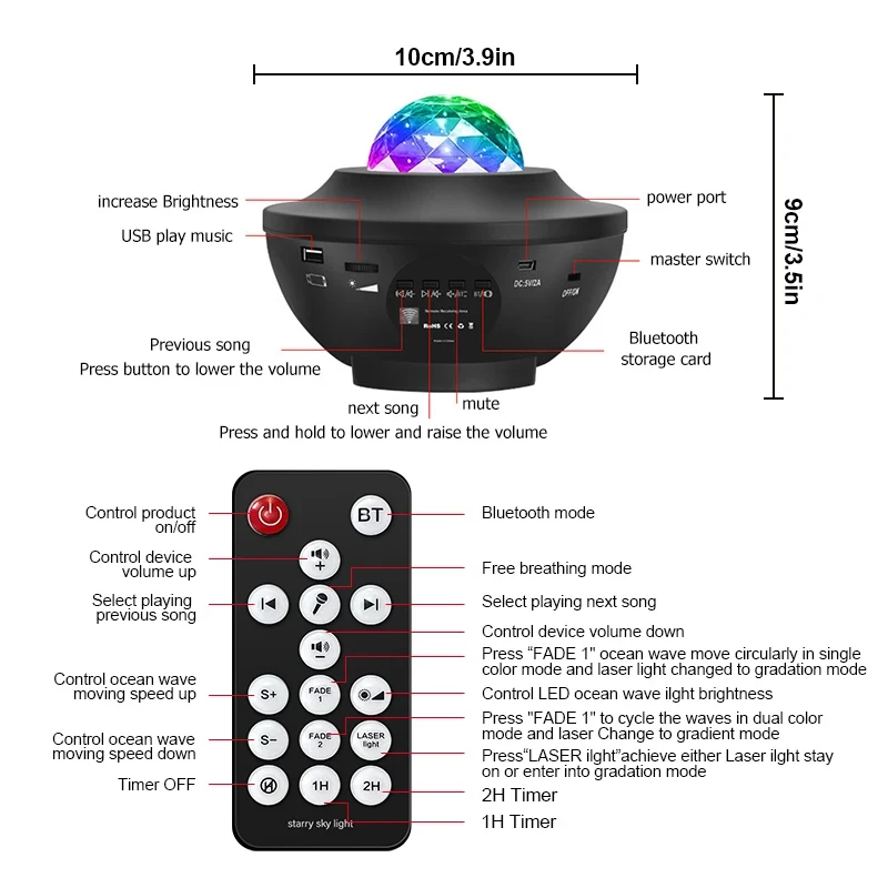 LED Bluetooth Music Sky Projector Galaxy Starry Projector LED Star ...