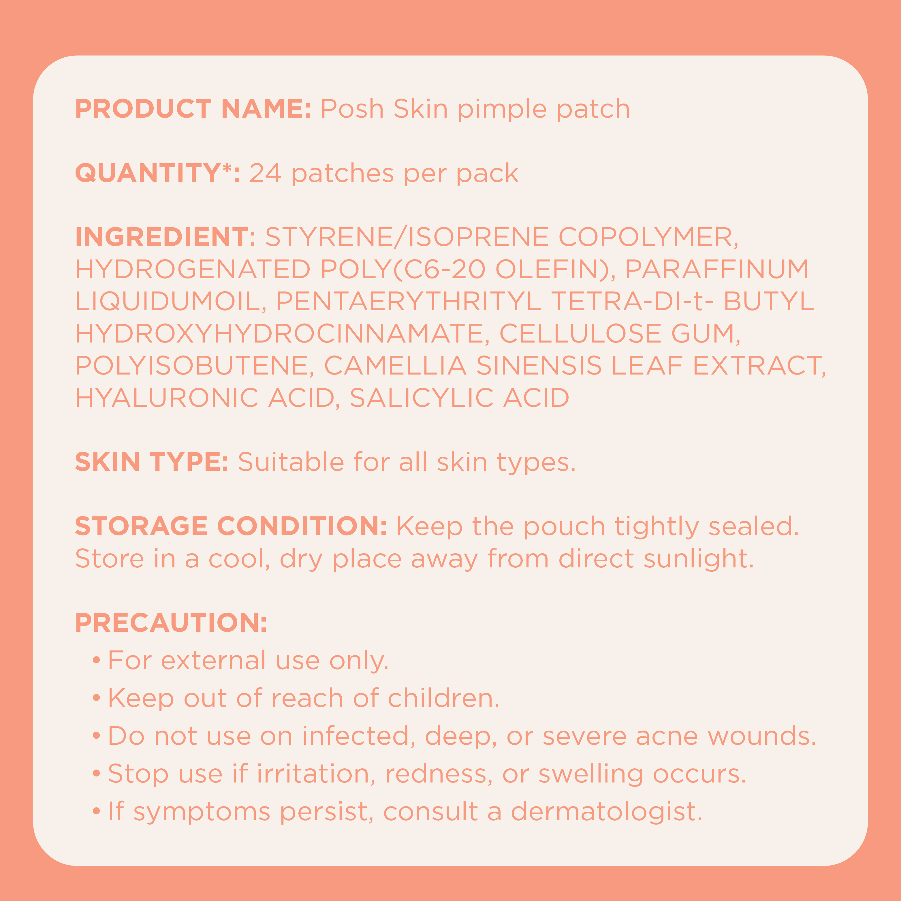 METALLIC Posh Skin Pimple Patch 24pcs - Hydrocolloid Acne Spot Pimple ...