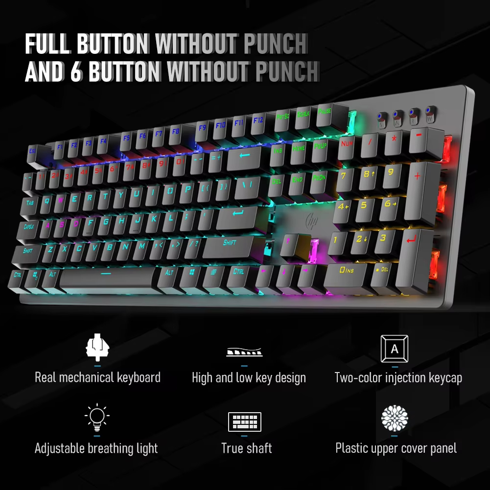 HP GK100F Mechanical Gaming keyboard Hybrid backlight 104 keys 60 ...