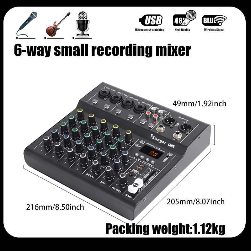 Audio Mixer 6-Channel USB DJ Sound Controller Interface For PC Game ...