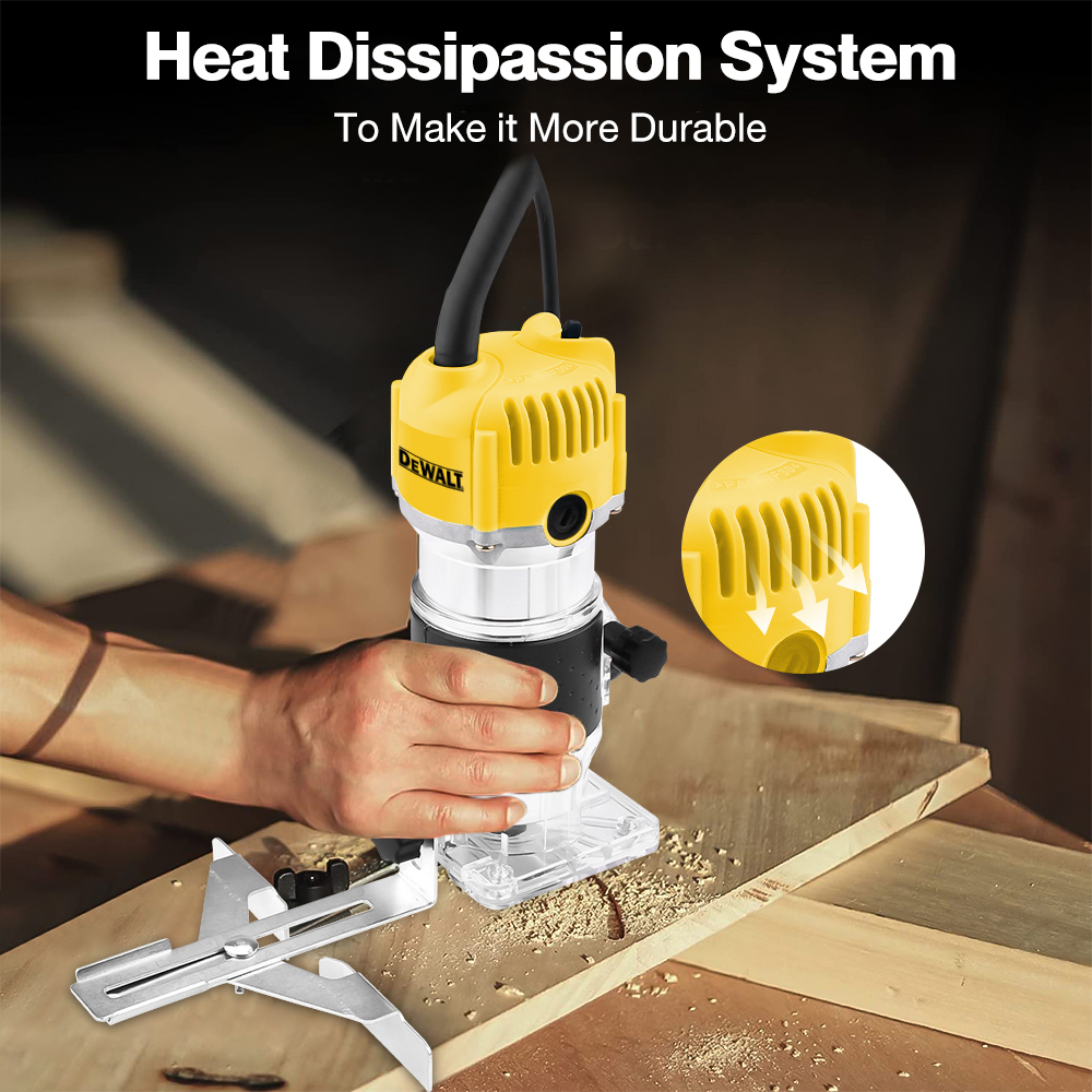 DeWALT Palm wood Router with 15pcs/set Bits Trimmer Professional Power ...