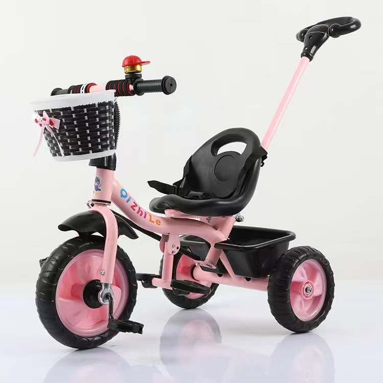 Baby 3 Wheels Bike for Baby Girl Kid Trolley Bike with Basket and Push Handle for Kids Stroller ...