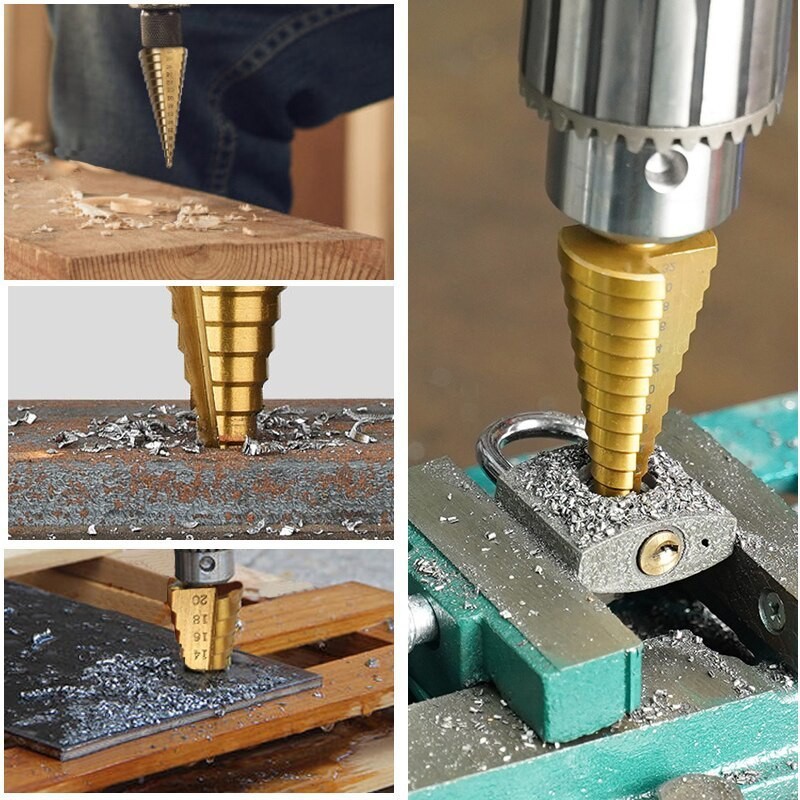 Step Drill Bit Set HSS titanium coated metal hex core drill bits High ...