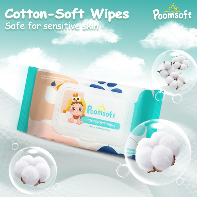 Poomsoft 1 Pack x 80 Sheet Non-Alcohol Unscented Safe For Baby Gentle ...