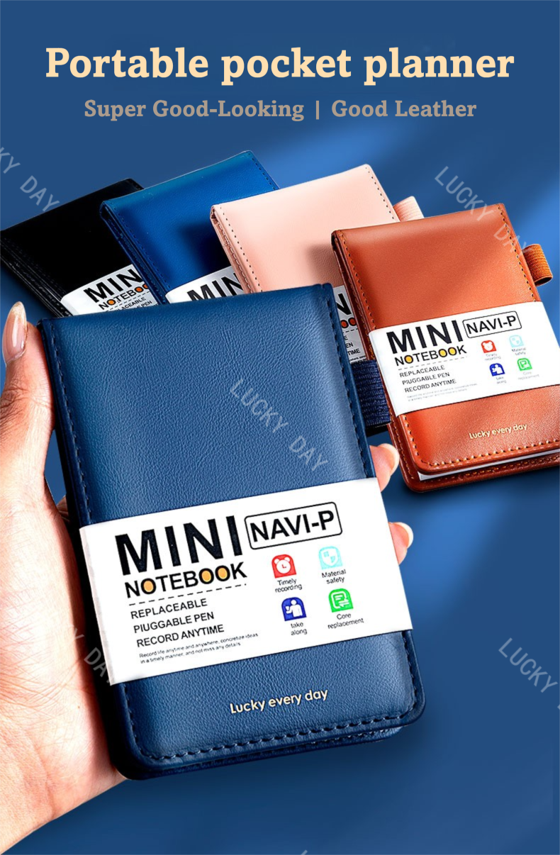 Mini Pocket Notebook Leather Notebook Cover Diary Notepad Refillable ...