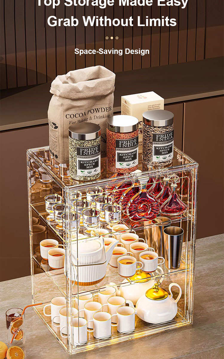 3 Layers Magnetic Acrylic Display Case Dustproof Cup Display Case ...