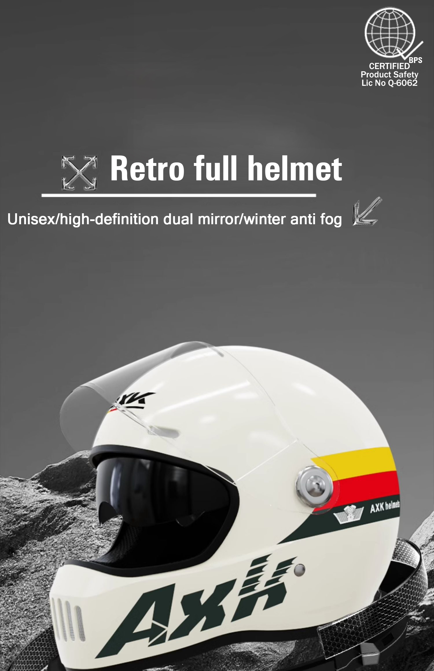 AXK 901 Motorcycle full-face helmet unisex dual-mirror helmet dust ...