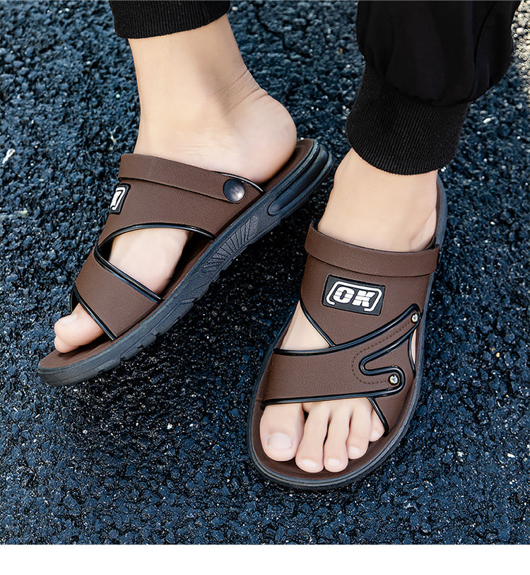 Lazy Men’s Half Slippers Summer Fashion Imitation Leather Outdoor ...