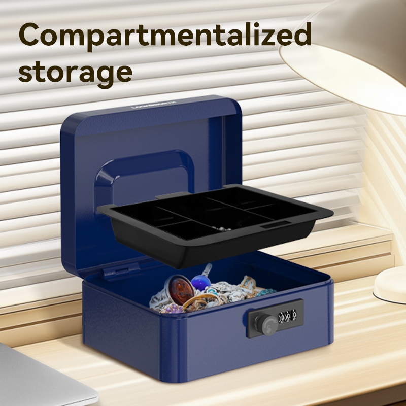 Deli Cash Box Carbon Steel Money Organizer Cash Box With 3-digit ...