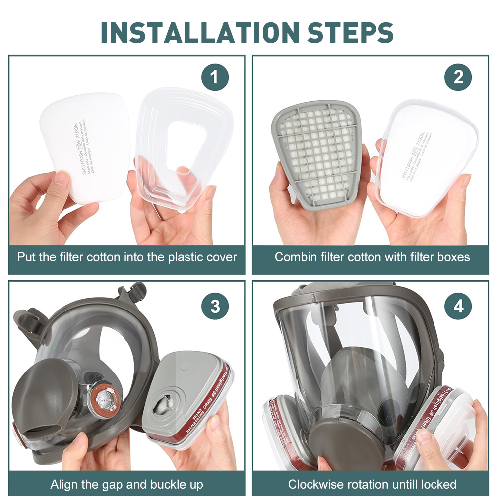 Gas Mask for Chemical Spray Paint Industrial Protection Filter ...