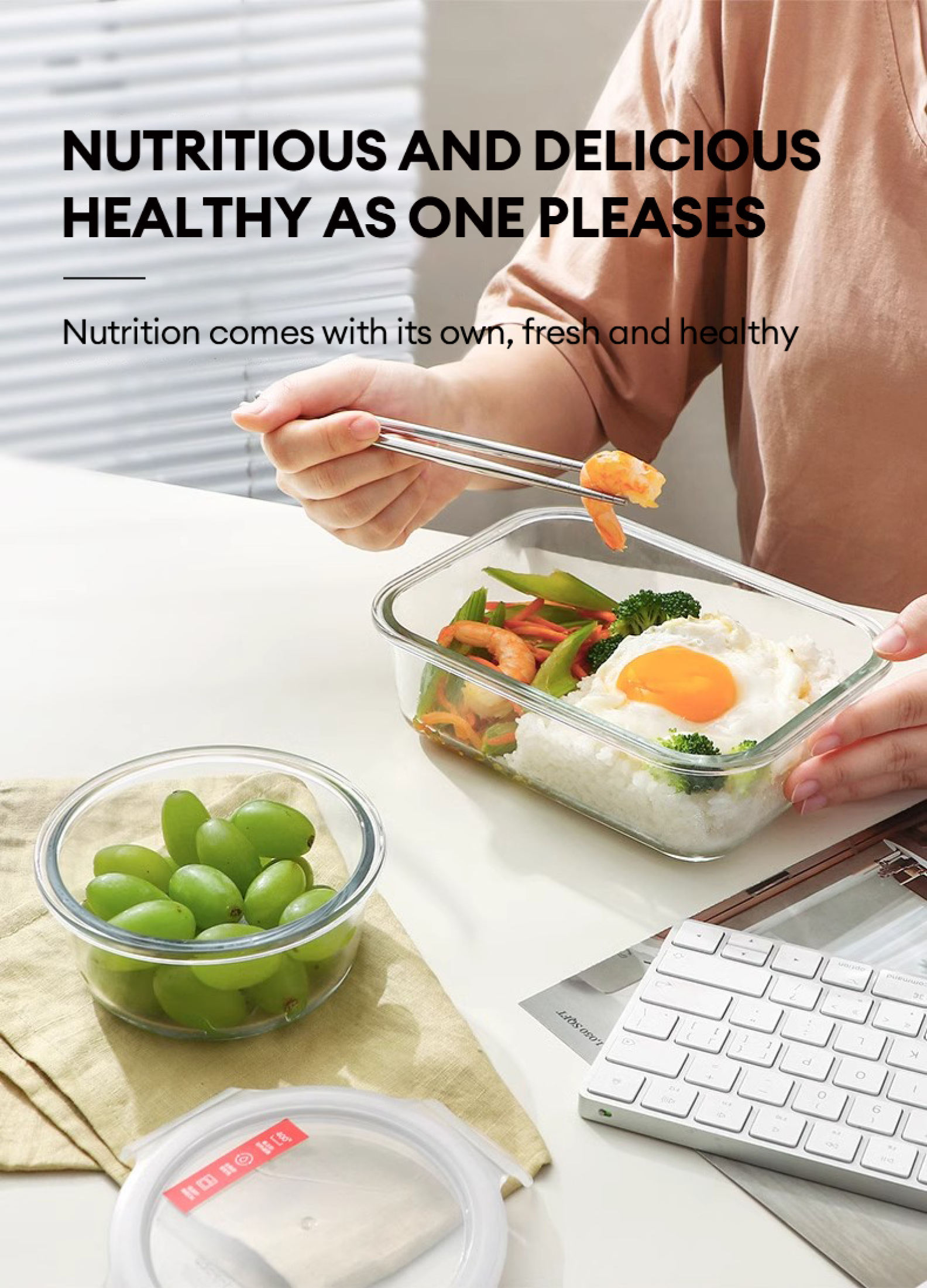 BTY Microwavable Glass Container Glass Food Container with Cover ...