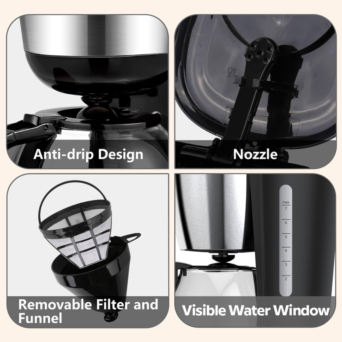 Vermax Coffee Maker 1500ml 15Cups Constant temperature Drip Coffee ...