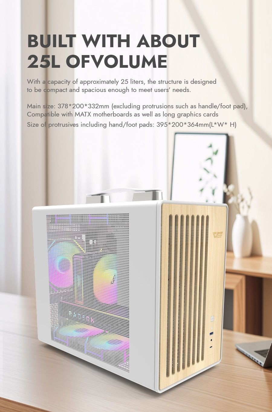 Darkflash WD200 M-ATX Wood Edition Copmuter PC Case (Black | White ...