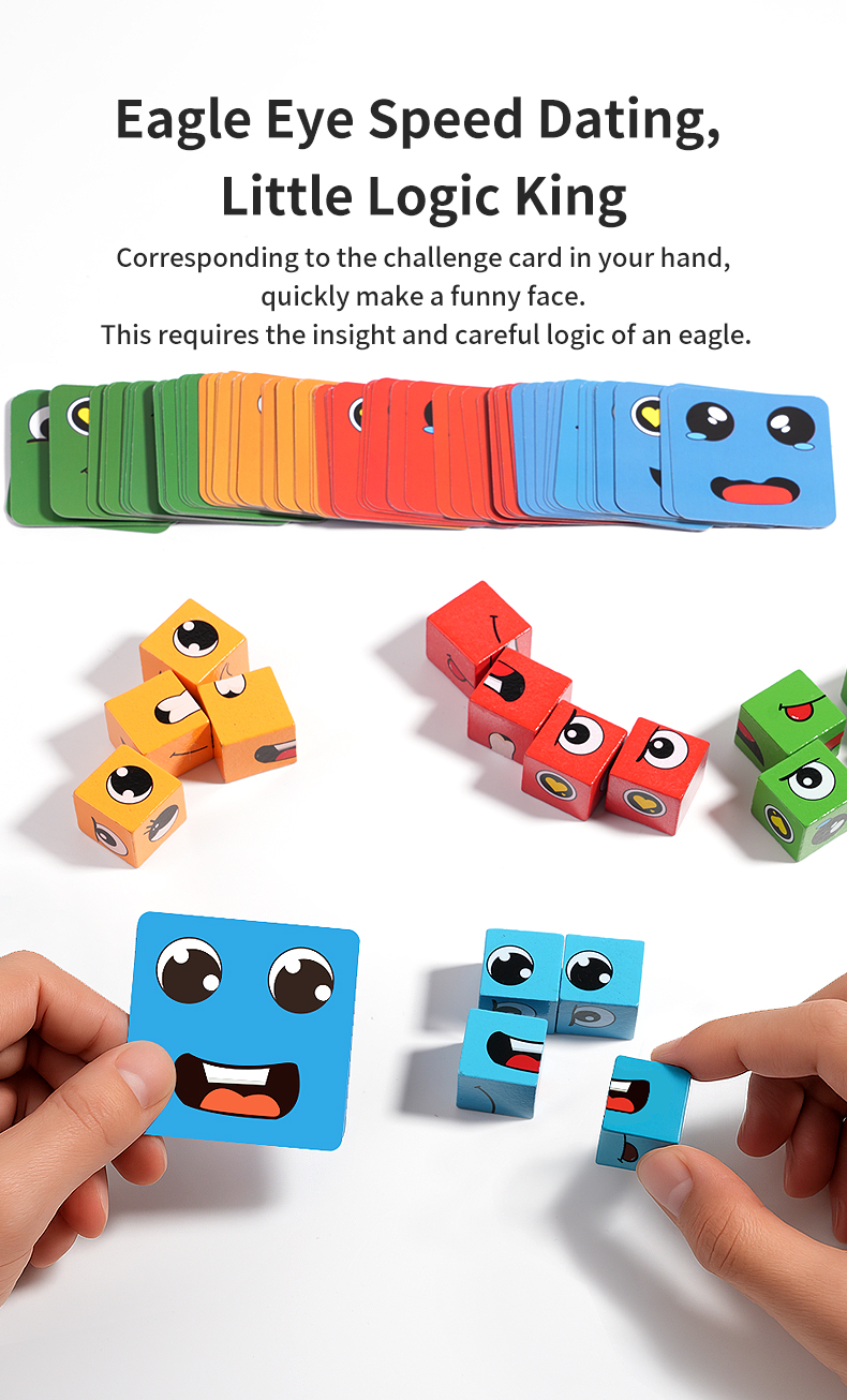 Timi 72pcs Cards Wooden Face Changing Educational Magic Cube Building ...