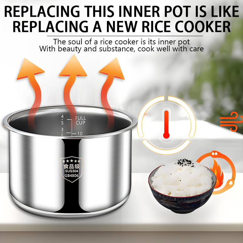 304 stainless steel inner pot 2L/3L/4L/5L/6L rice cooker pot ...