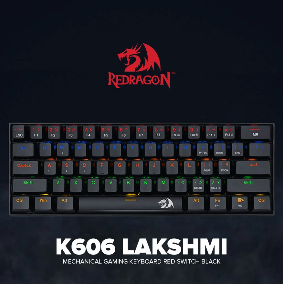 Redragon K606 Lakshmi 61-Key Wired Mechanical Keyboard Red / Blue ...