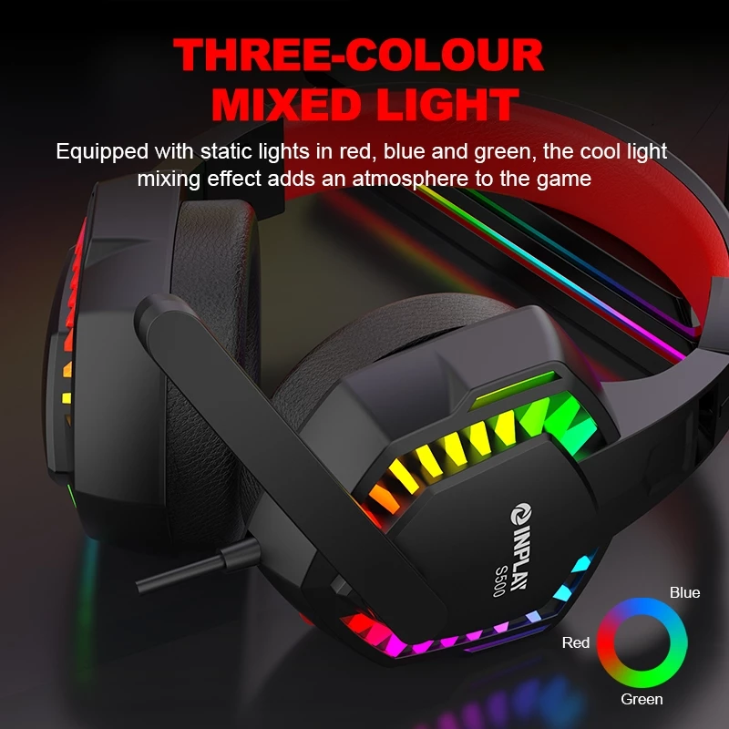 Inplay S500 Wired RGB Gaming Headset With Mic Surround Sound Over Ear ...