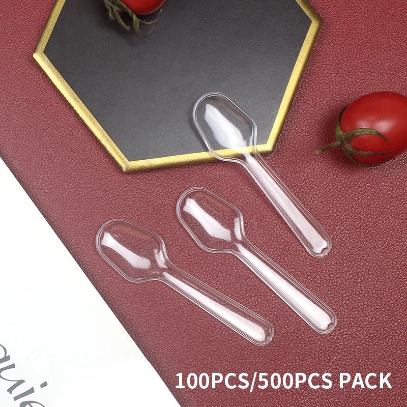 500pcs Pudding Spoon Plastic Sundae Spoon/Disposable Transparent Spoon ...