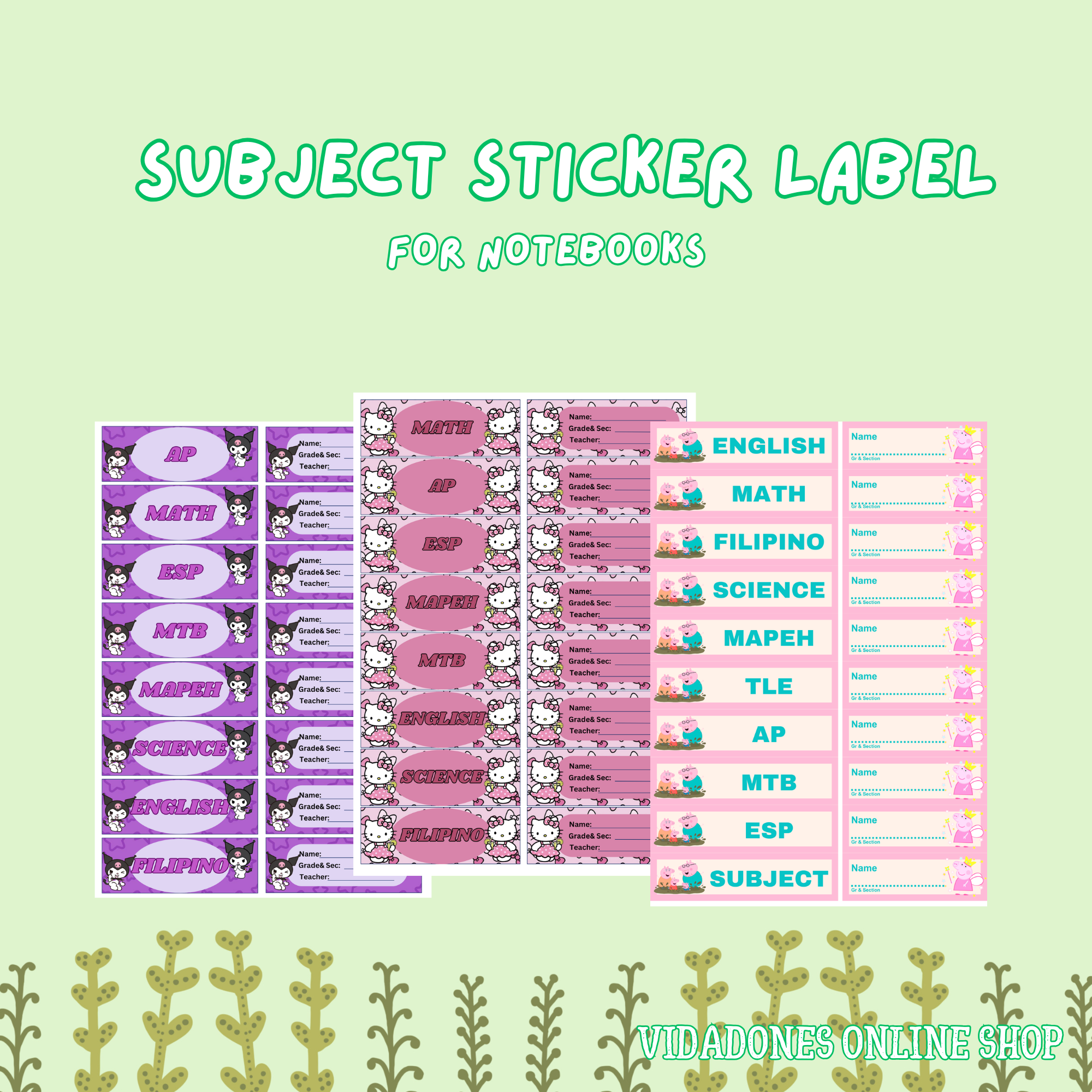 [VidaDones] SANRIO CHARACTERS THEME Subject Label Stickers for ...