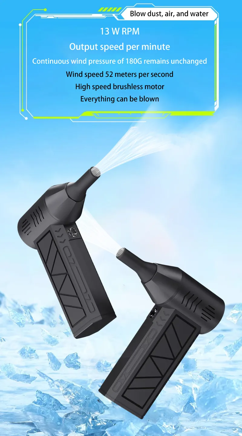 35m/s High-Speed Jet Fan with Flashlight – Brushless Motor Turbofan for ...