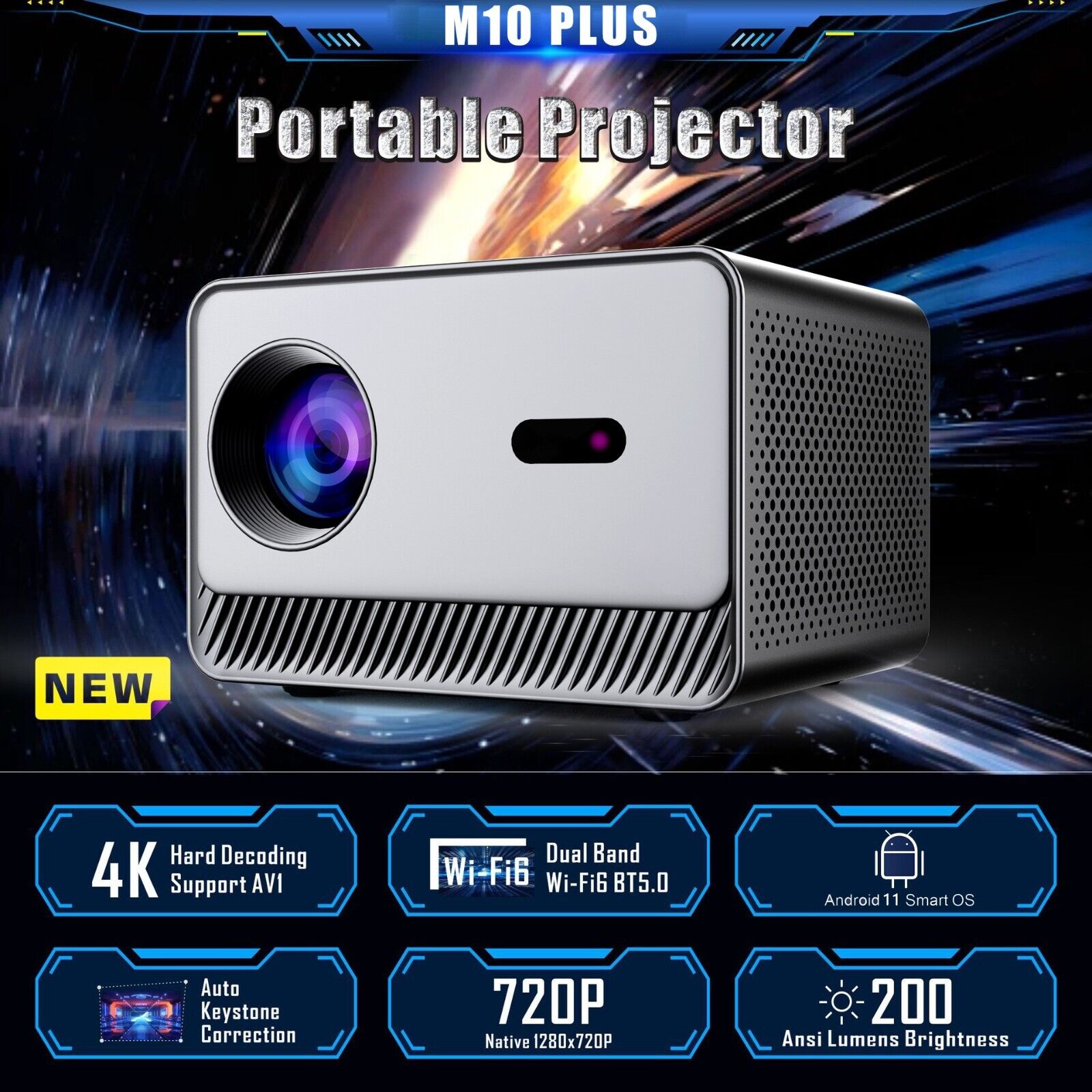 Monoz M10 Plus 1080P Smart Projector | WiFi Bluetooth | Portable ...