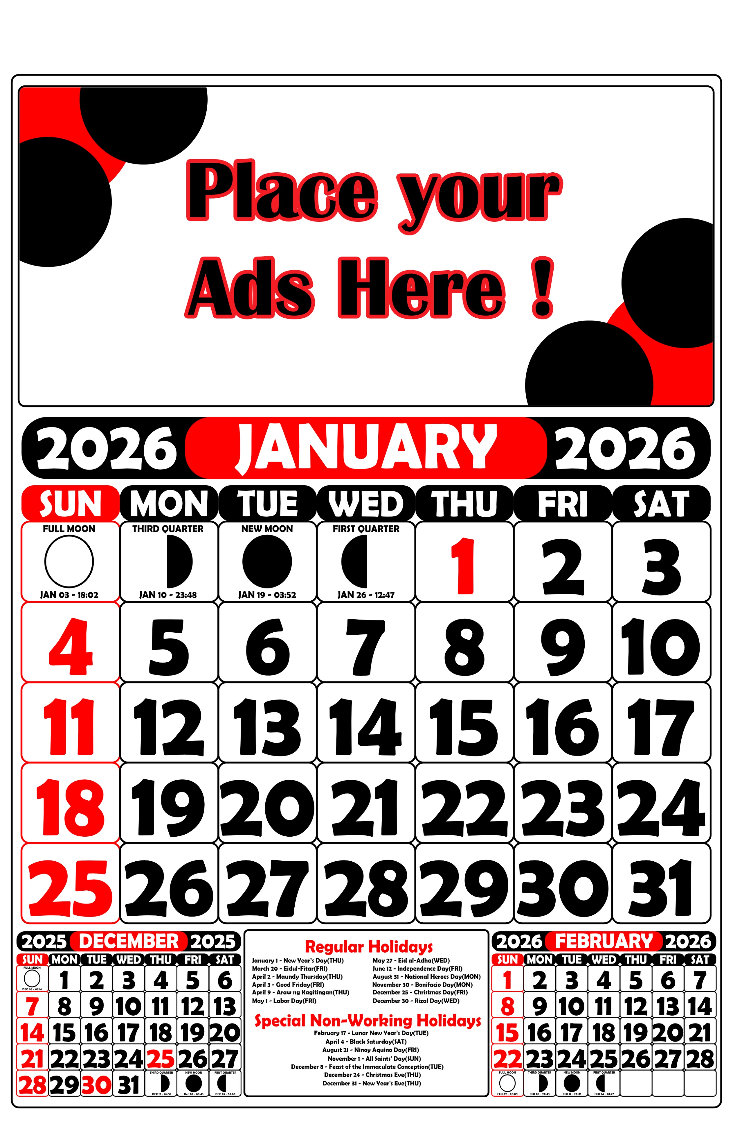 2026 CALENDAR A4 PERSONALIZED COMMERCIAL CALENDARS 2026 (A4 SIZE 8.3 x ...
