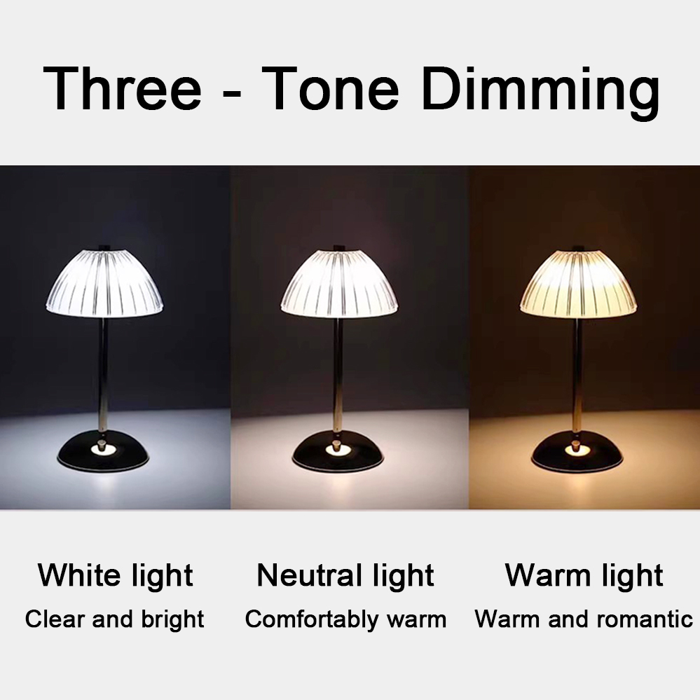 Bedside Gold LED Table Lamp Touch USB Rechargeable Desk Light 3 Color ...