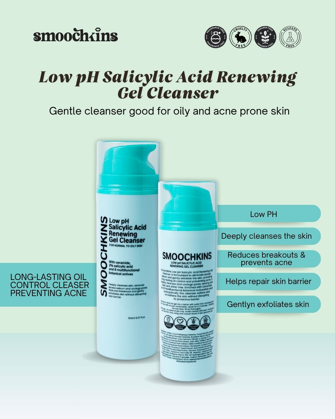 Smoochkins Low pH 2% Salicylic Acid Cleanser 150ml and Probio Ectoin ...