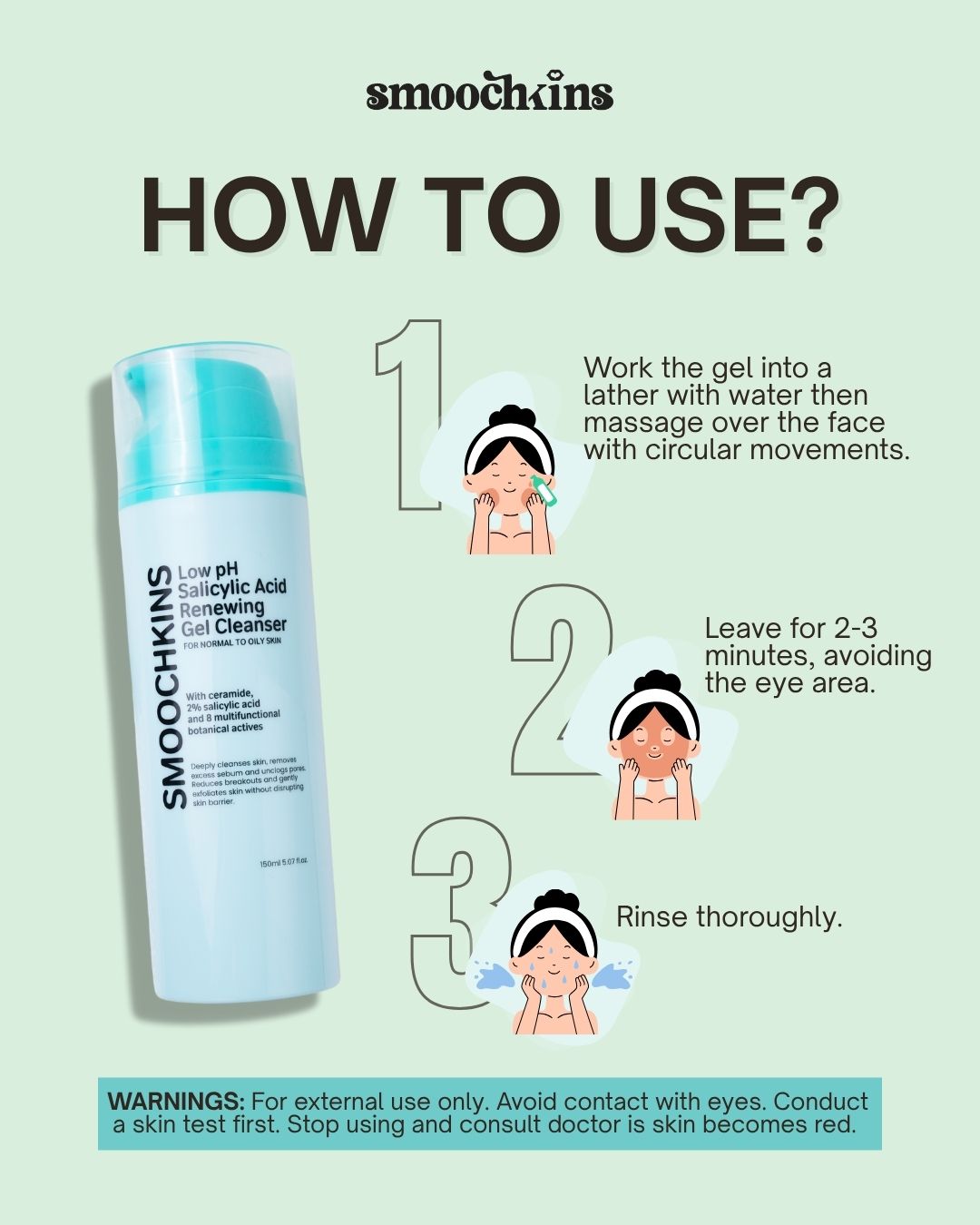 Smoochkins Low pH 2% Salicylic Acid Cleanser 150ml and Probio Ectoin ...