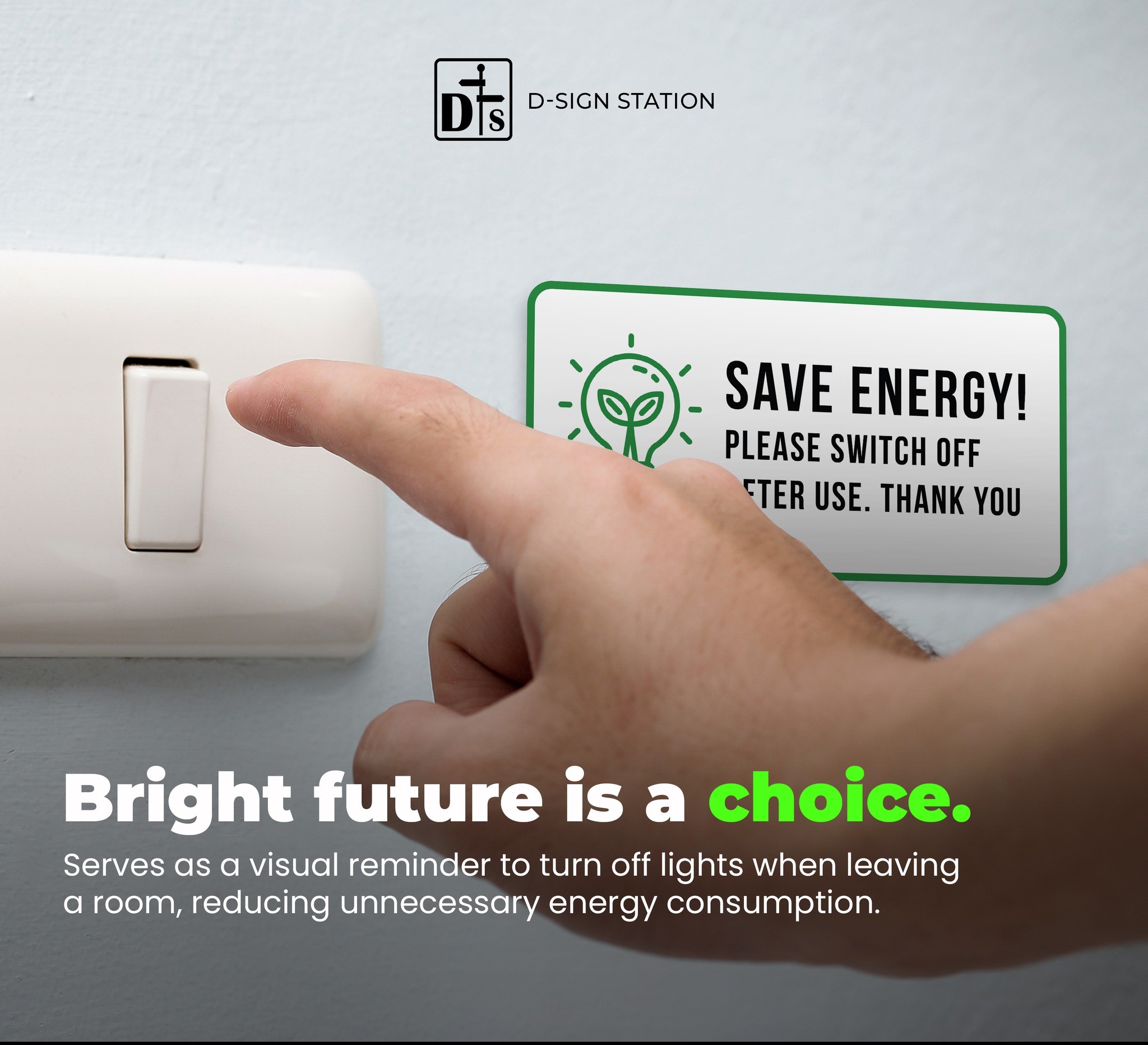 Dsign Save Energy! Please Switch Off After Use 6 x 3" inches Signage ...