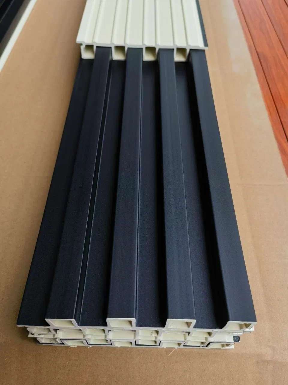 WPC Fluted Wall Panel Sticker Waterproof Grille Design Ecological Board ...