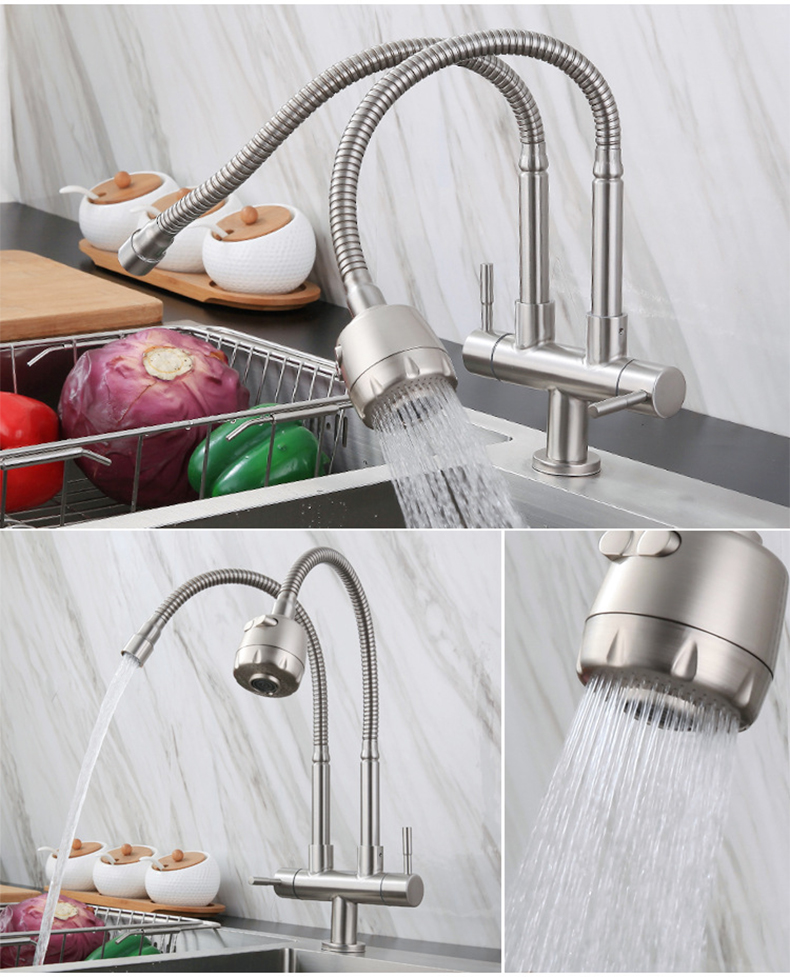 Aurora Gripo Stainless Faucet For Kitchen Sink Single Cold Water Double ...